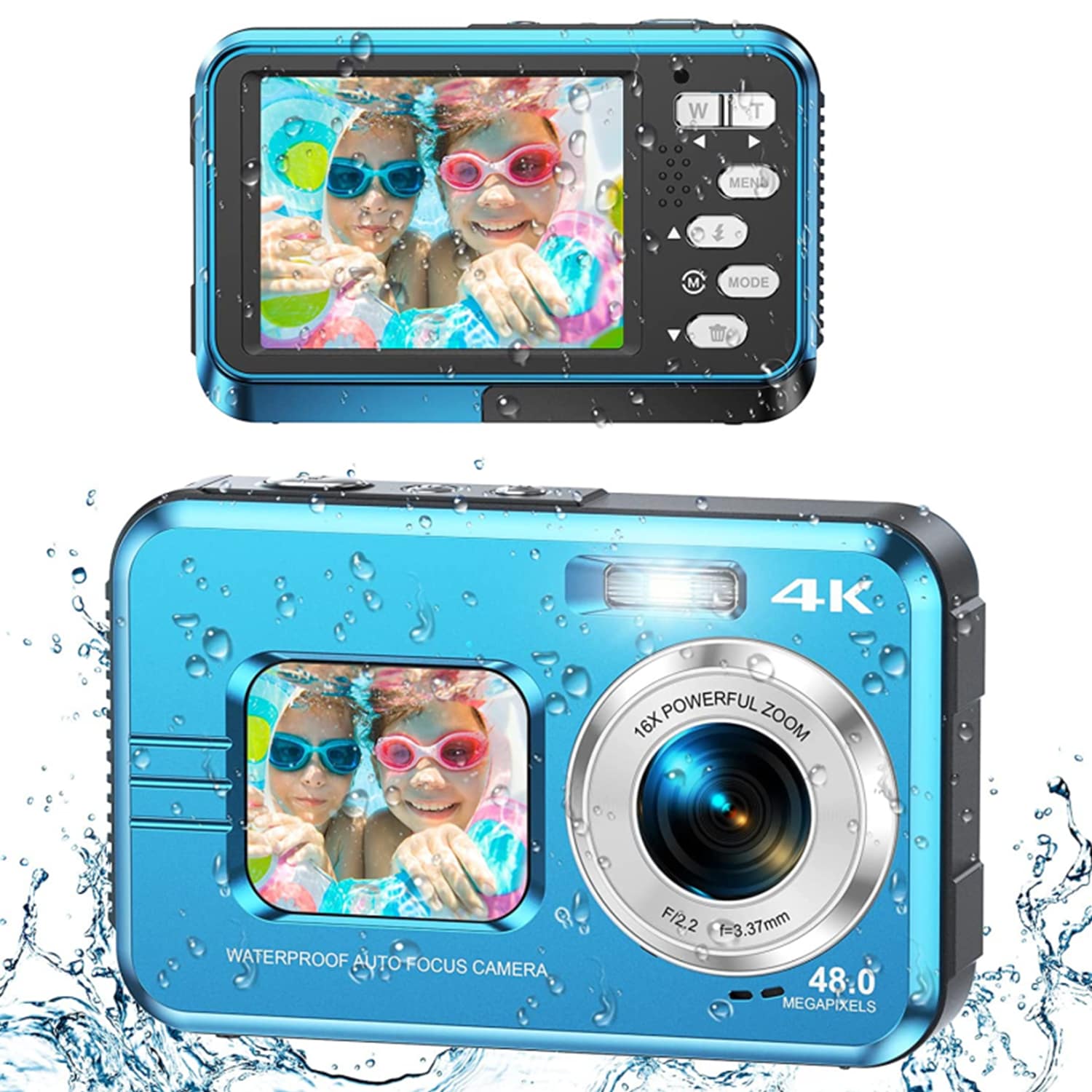 Underwater Cameras, 4K Waterproof Digital Camera 48 MP Autofocus ...