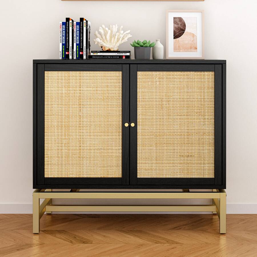 Wooden Storage Cabinet with Adjustable Inner Shelves, 2 Door Cabinet ...