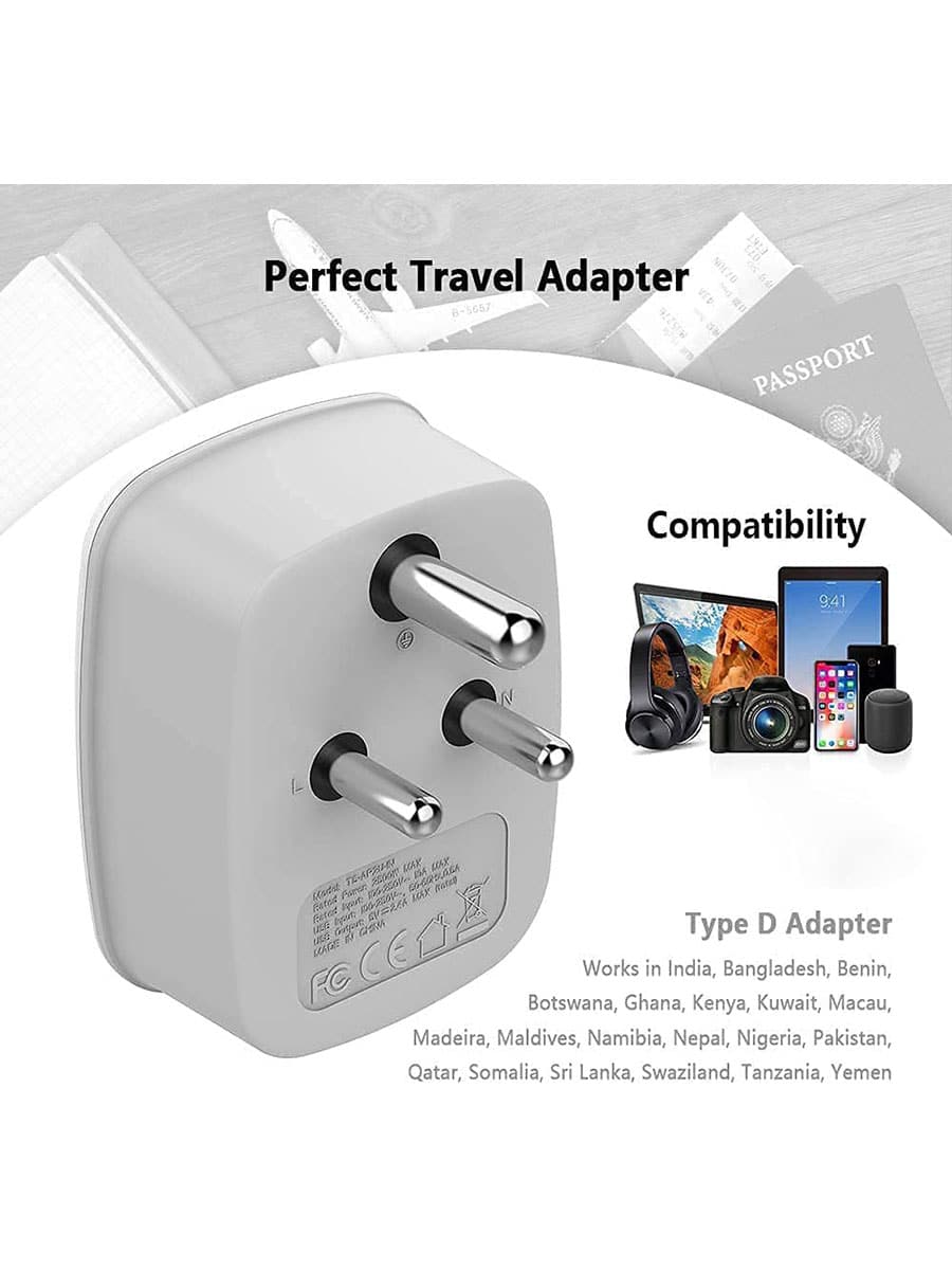 US To India/Nepal Travel Plug Adapter with 2 USB (Type D Plug) | SHEIN USA