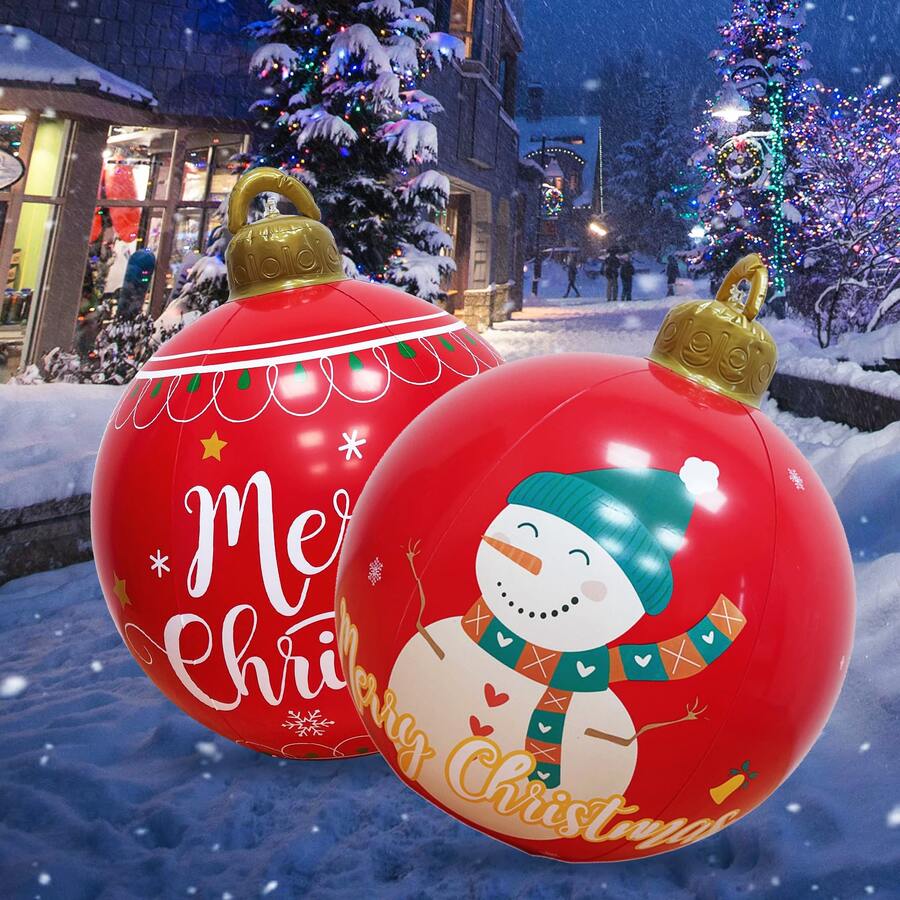 Christmas Ball Outdoor Decorations Extra Large PVC Balls With Joy Tree ...