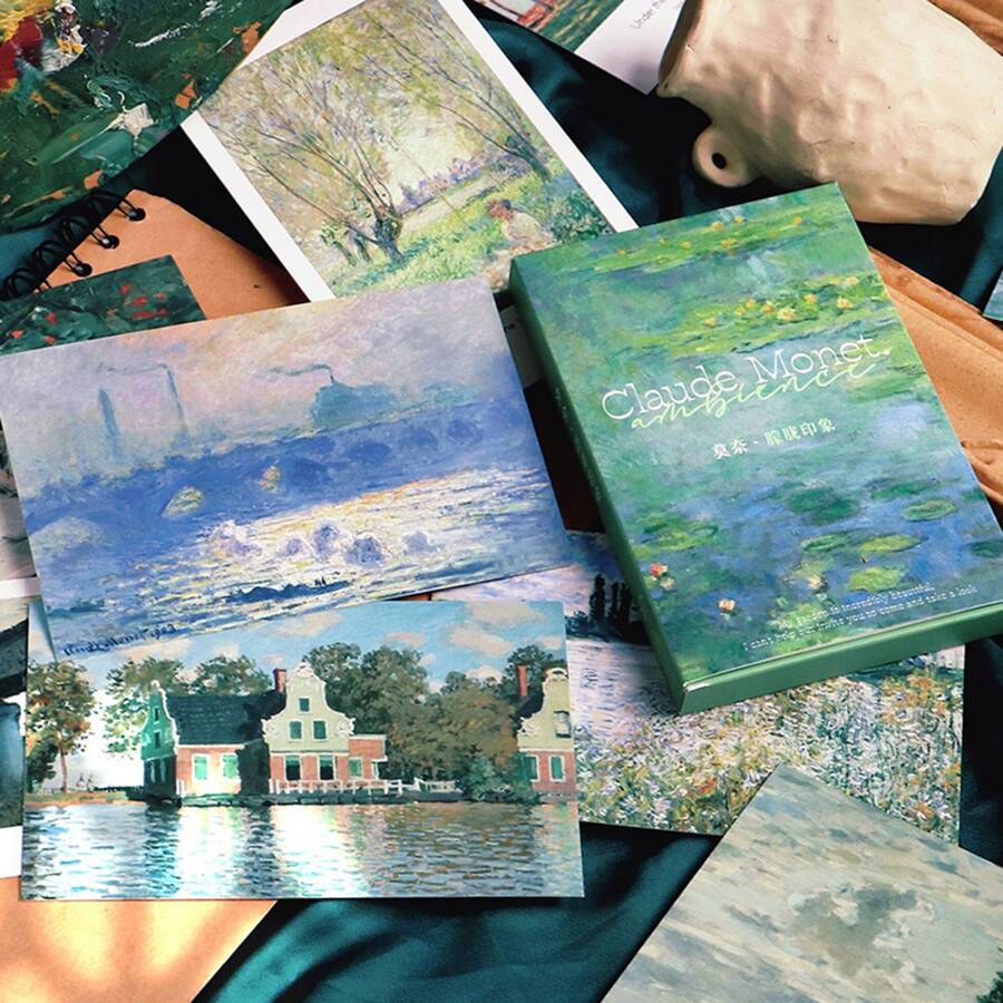 Monet's Impressionist Postcards, Retro Oil Painting Style Birthday ...