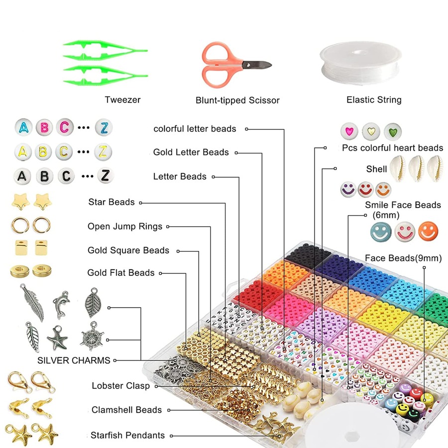 About 5400pcs 1 Box 18 Colors Polymer Clay Round Beads, Including Face ...