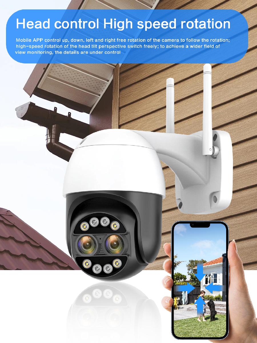 Reletech 1pc Reletech 4K Dual-Lens Surveillance Camera 4MP+4MP Outdoor ...