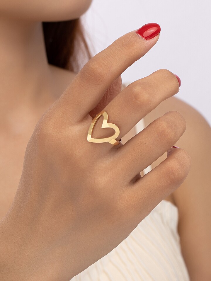 1pc Geometric Hollow Out Heart Shaped Ring SHEIN USA
