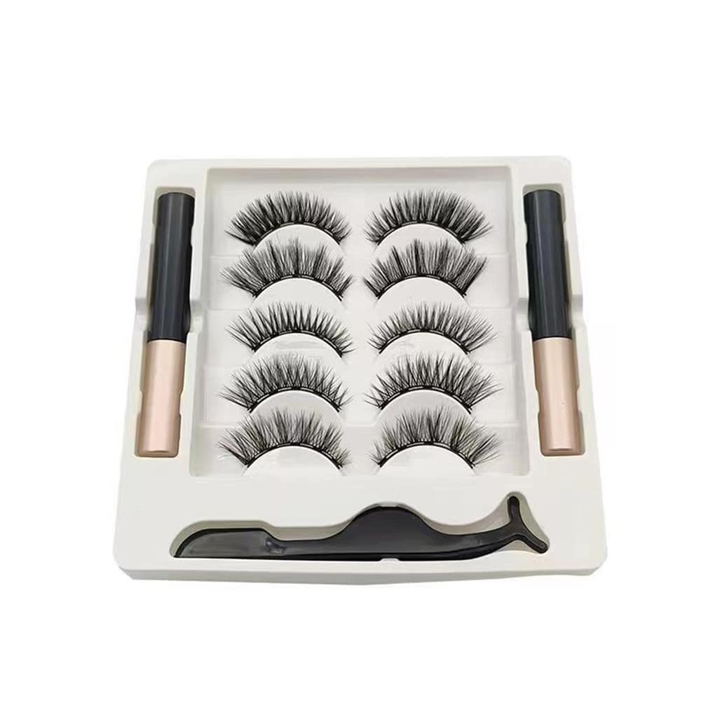 5 Pairs Magnetic Eyelashes Set Full Strip Natural Cilia False Eyeliner ...