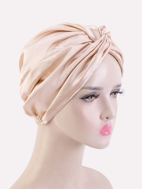 1pc Satin Double-layered Sleep Cap With Crisscross Design, Chemo & Hair ...