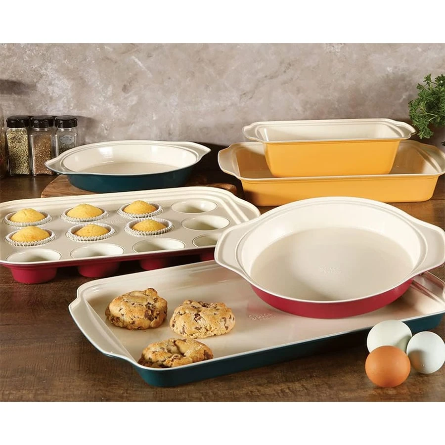 Healthy Nonstick Ceramic Bakeware Set, 6 Piece Carbon Steel Bakeware ...