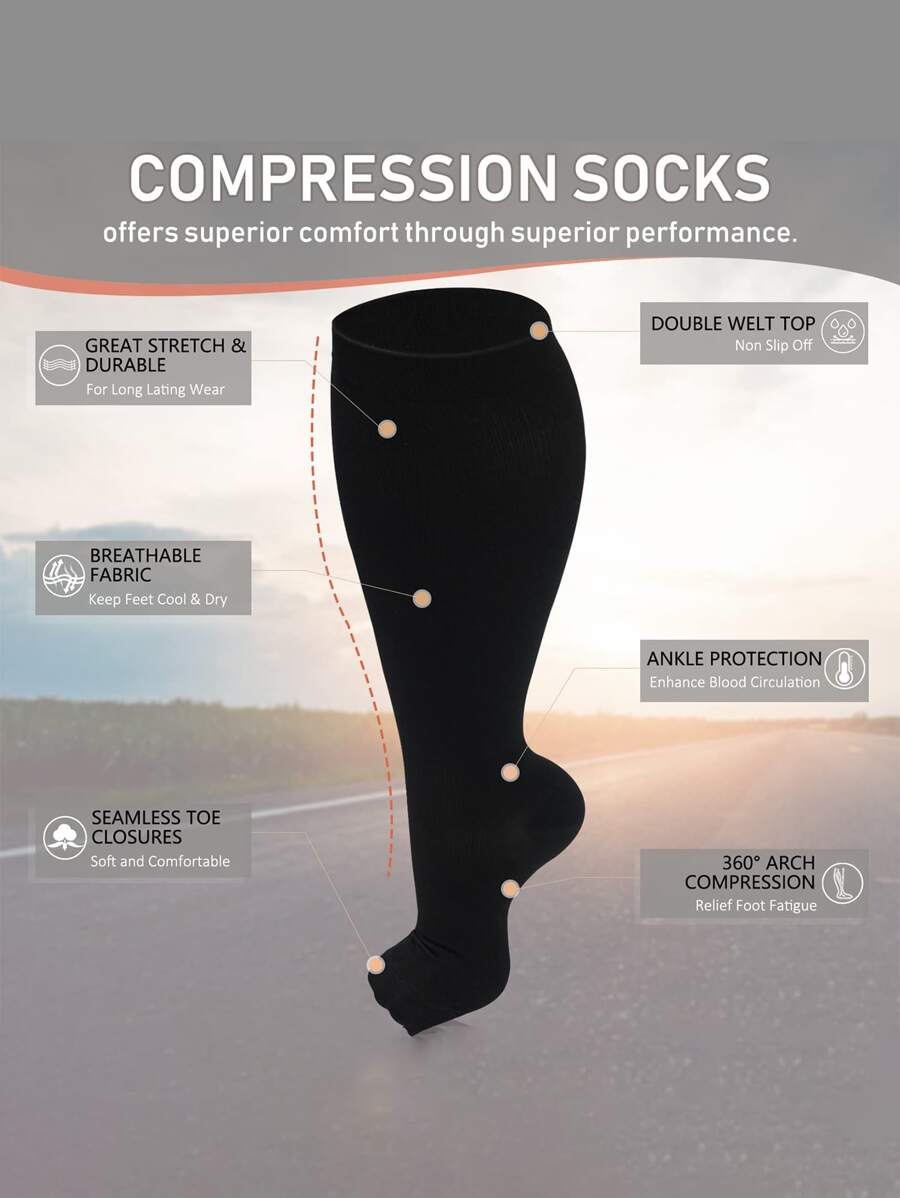 Plus Size Copper Sports Compression Socks For Women Pregnancy & Men ...