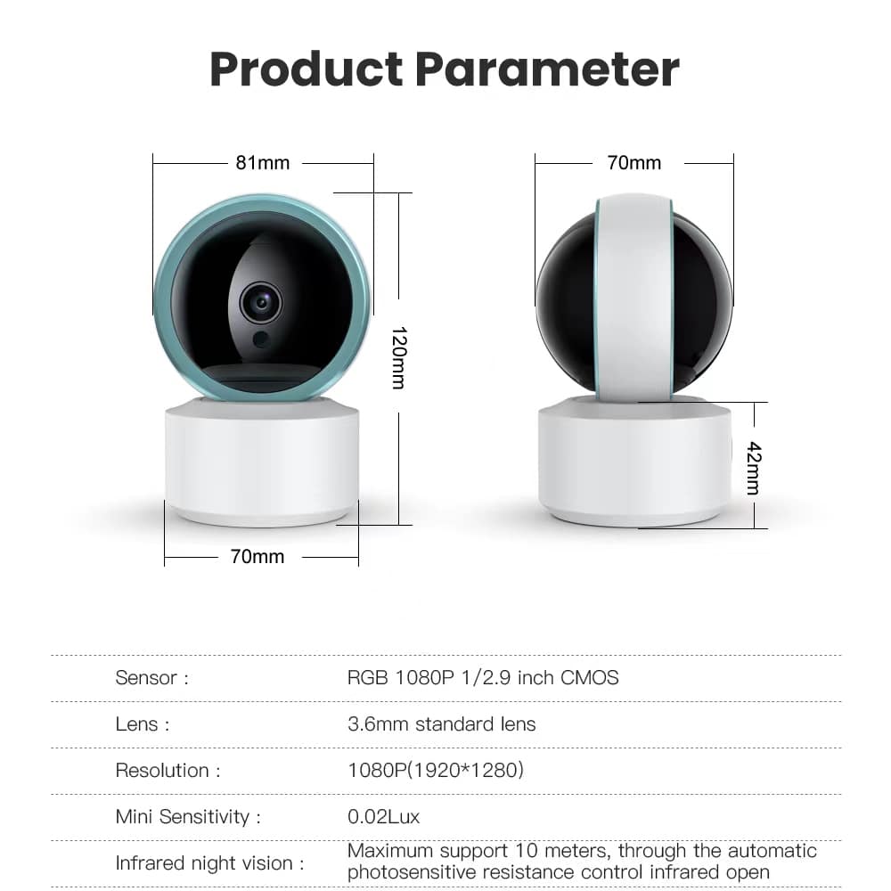 Dual Light Source Wireless Wifi Indoor Ptz Camera With 360° Panoramic ...