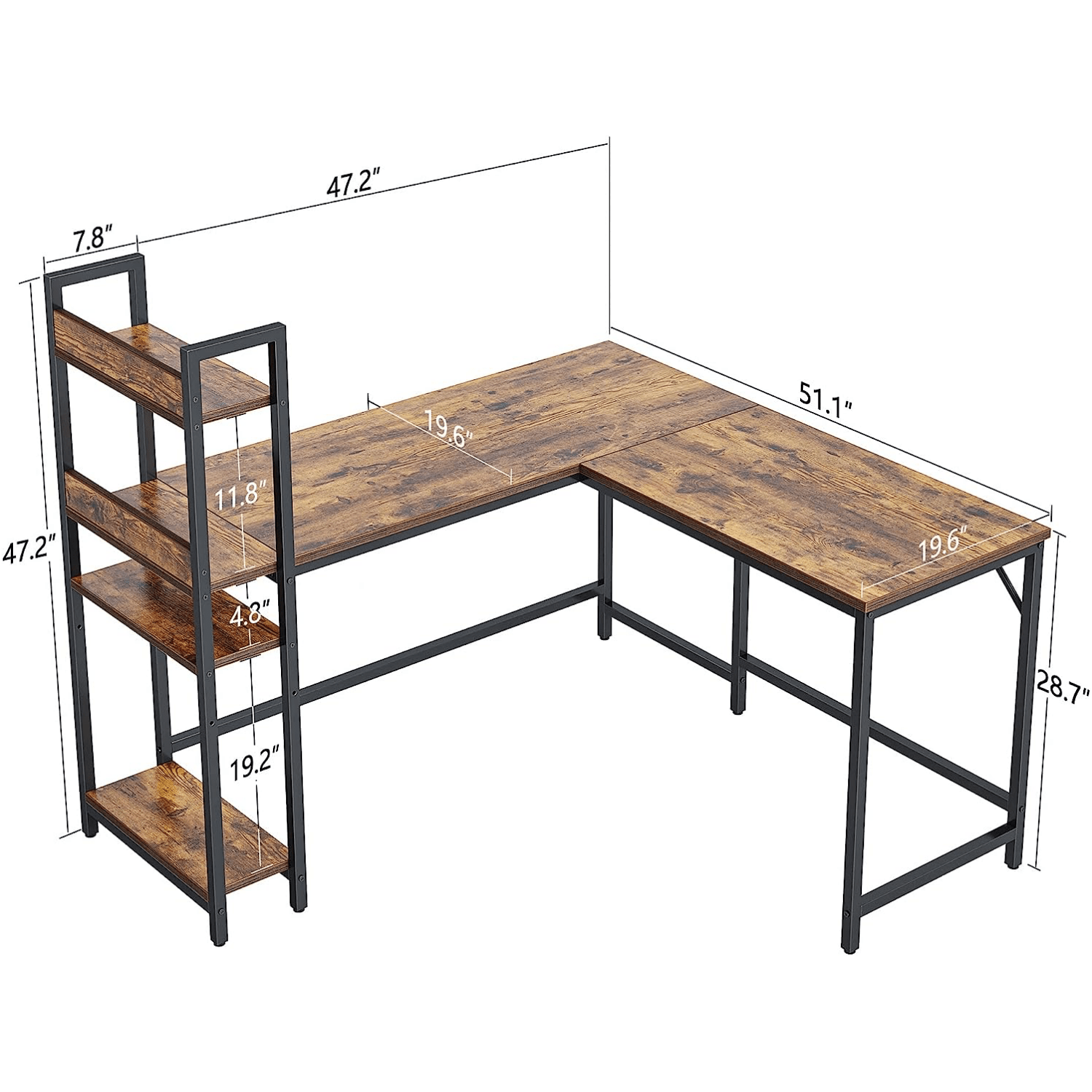 L Shaped Desk with Storage Shelves, Computer Corner Desk for Home ...