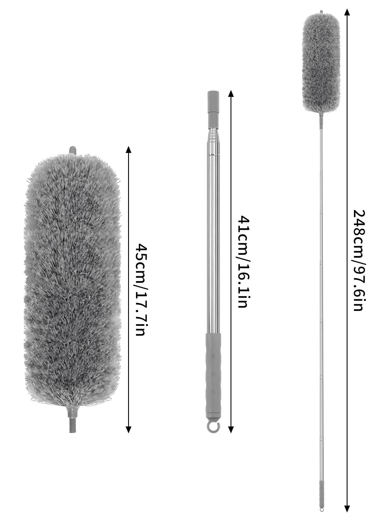 TIMIVO 1pcs Grey Extendable Feather Duster, Microfiber Duster, Ceiling ...