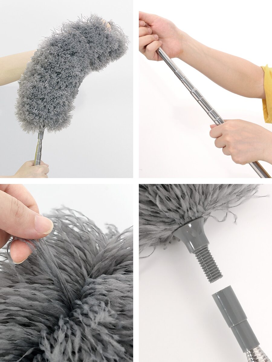TIMIVO 1pcs Grey Extendable Feather Duster, Microfiber Duster, Ceiling ...