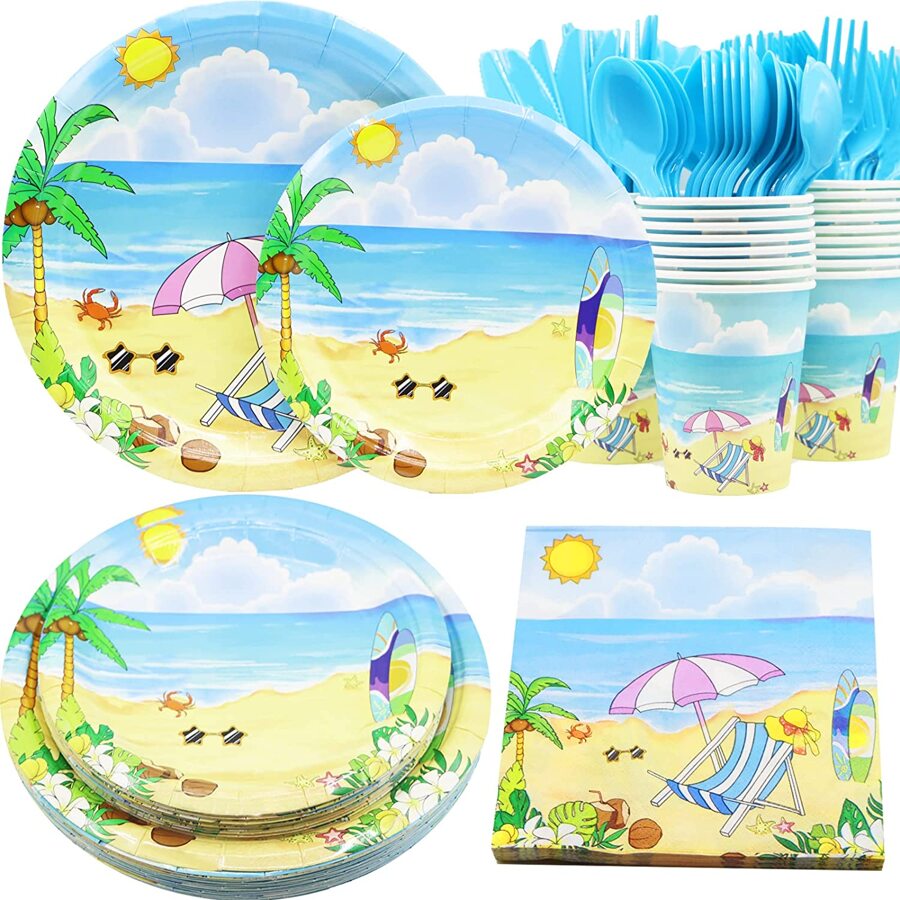 Beach Party Supplies Serves 25, Beach Party Decorations, Beach Paper ...