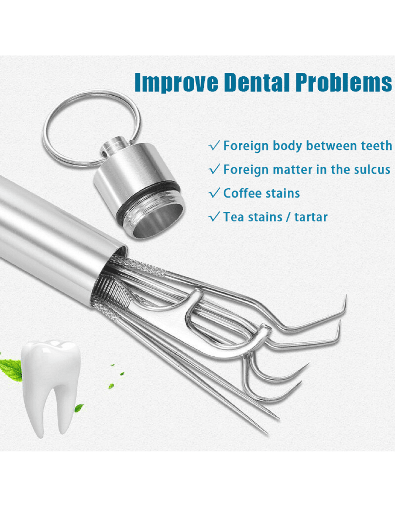 7pcs Stainless Steel Toothpick Set Professional Dental Cleaning Kit ...