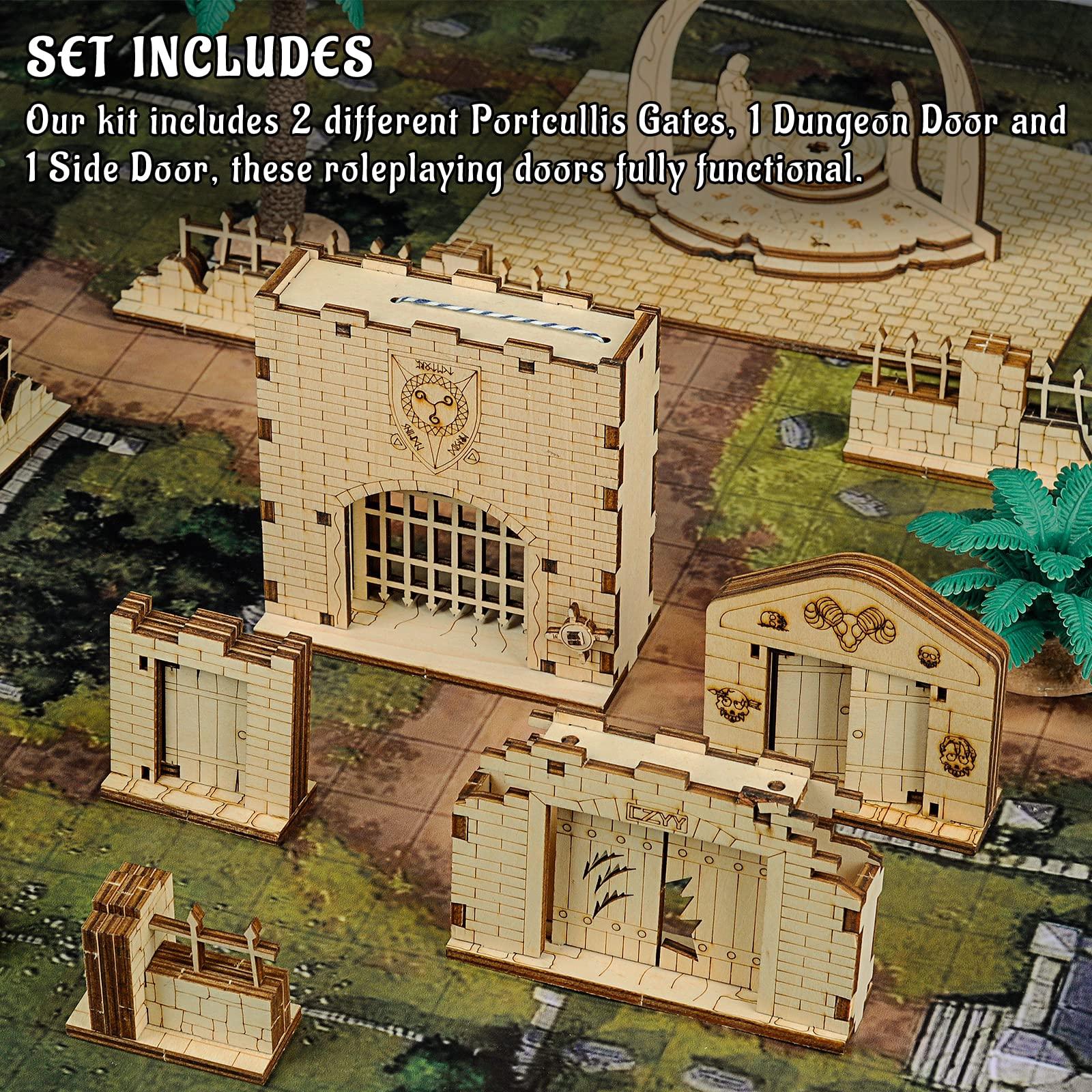 Dungeon Door & Portcullis Gate Miniatures (Set of 4) Wooden Laser Cut ...