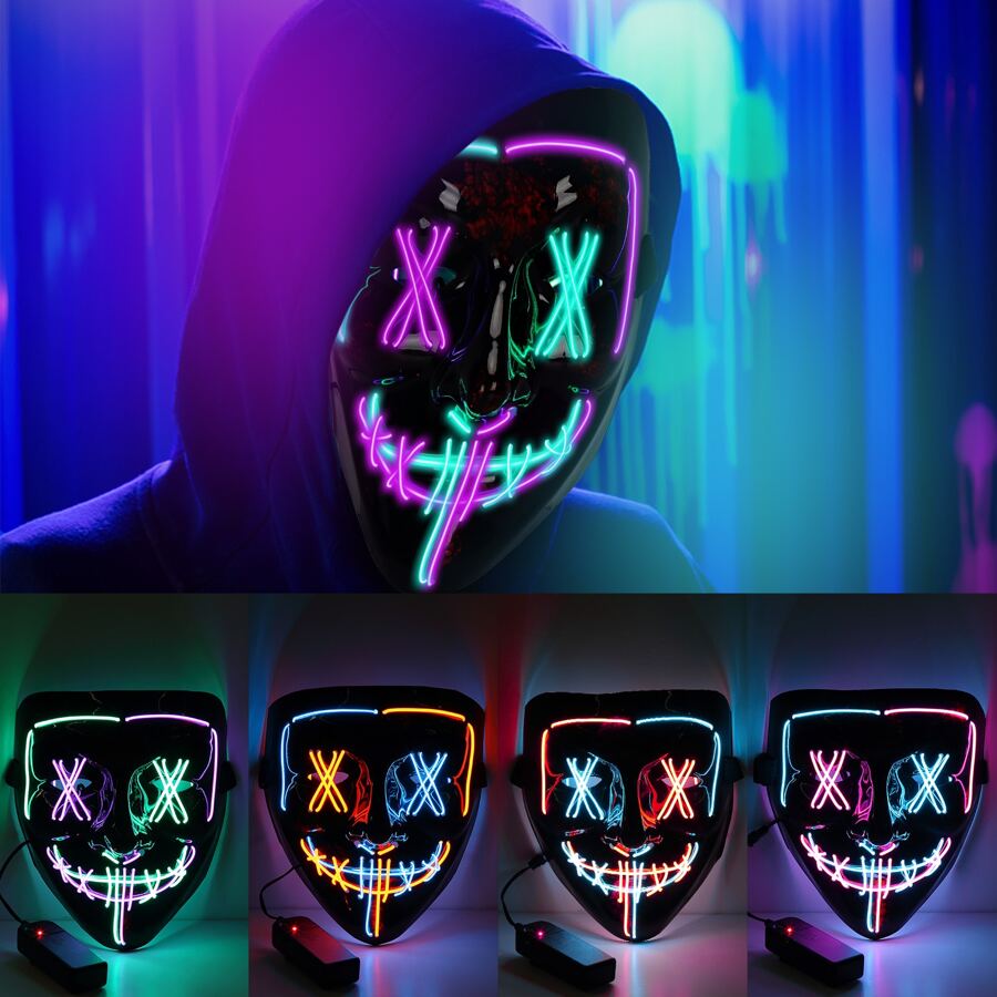 4 Pack Halloween LED Mask Scary Mask LED Purge Mask LED Light Up Mask ...