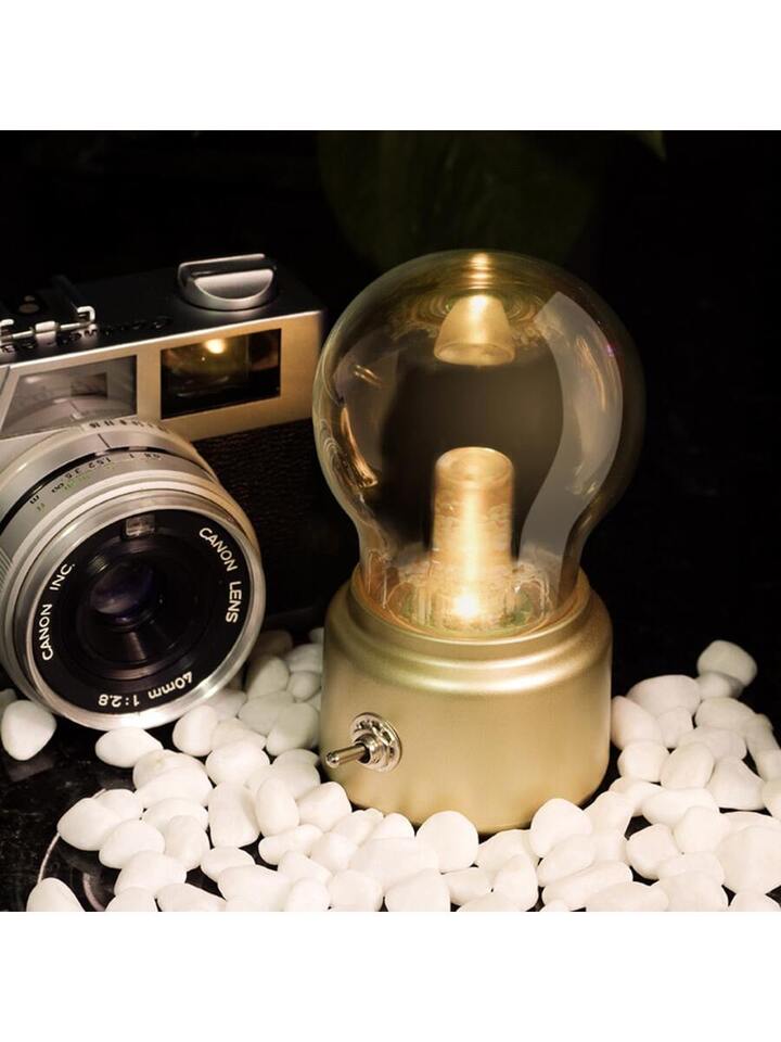 1pc Standard White Retro Charging Light Bulb Design Abs Small Night ...