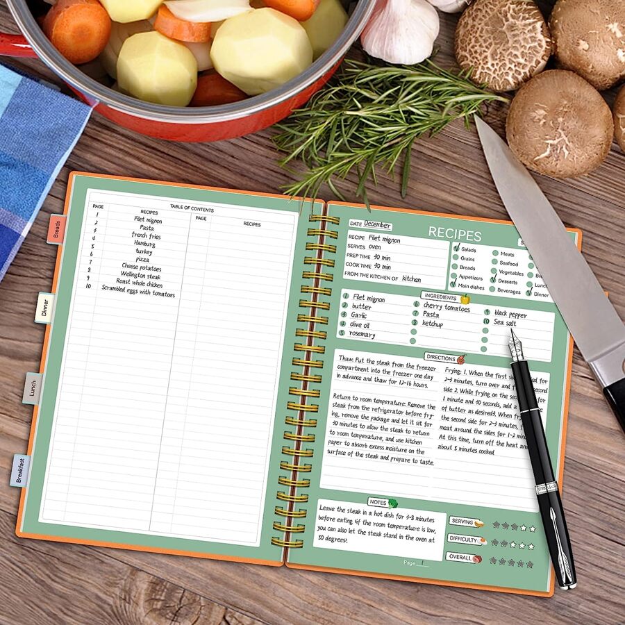 Recipe Book to Write in Your Own Recipes, Sprial Personal Blank Recipe ...