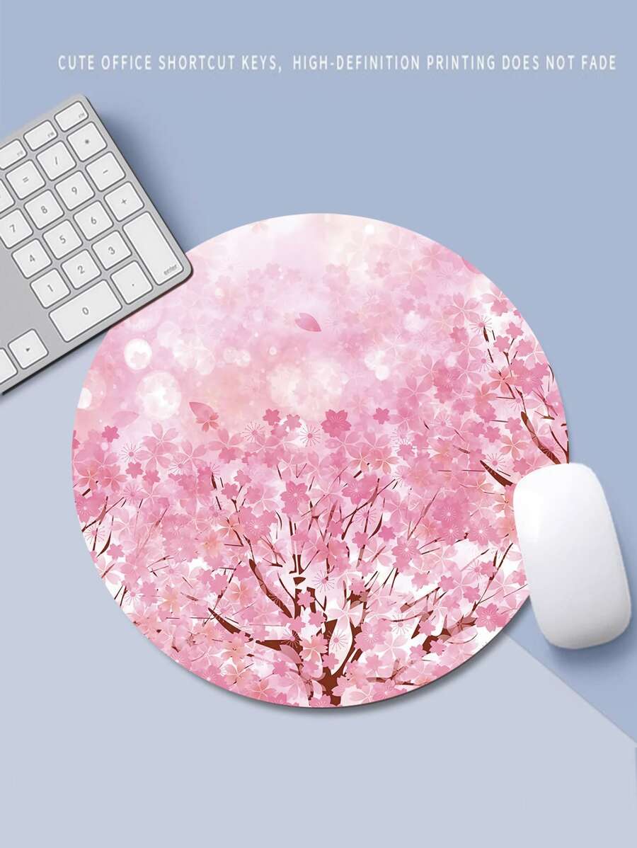 1pc Round Sakura Pattern Rubber Mouse Pad | SHEIN USA