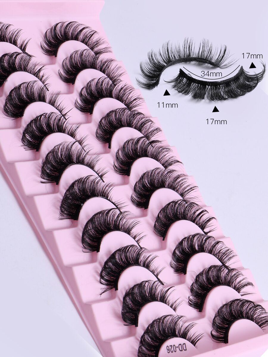 10 Pairs DD Curl Russian Strip Lashes Fluffy Volume False Eyelashes DD ...