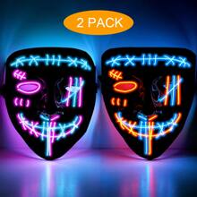 2 Pack Halloween LED Mask Scary Mask LED Purge Mask LED Light Up Mask ...