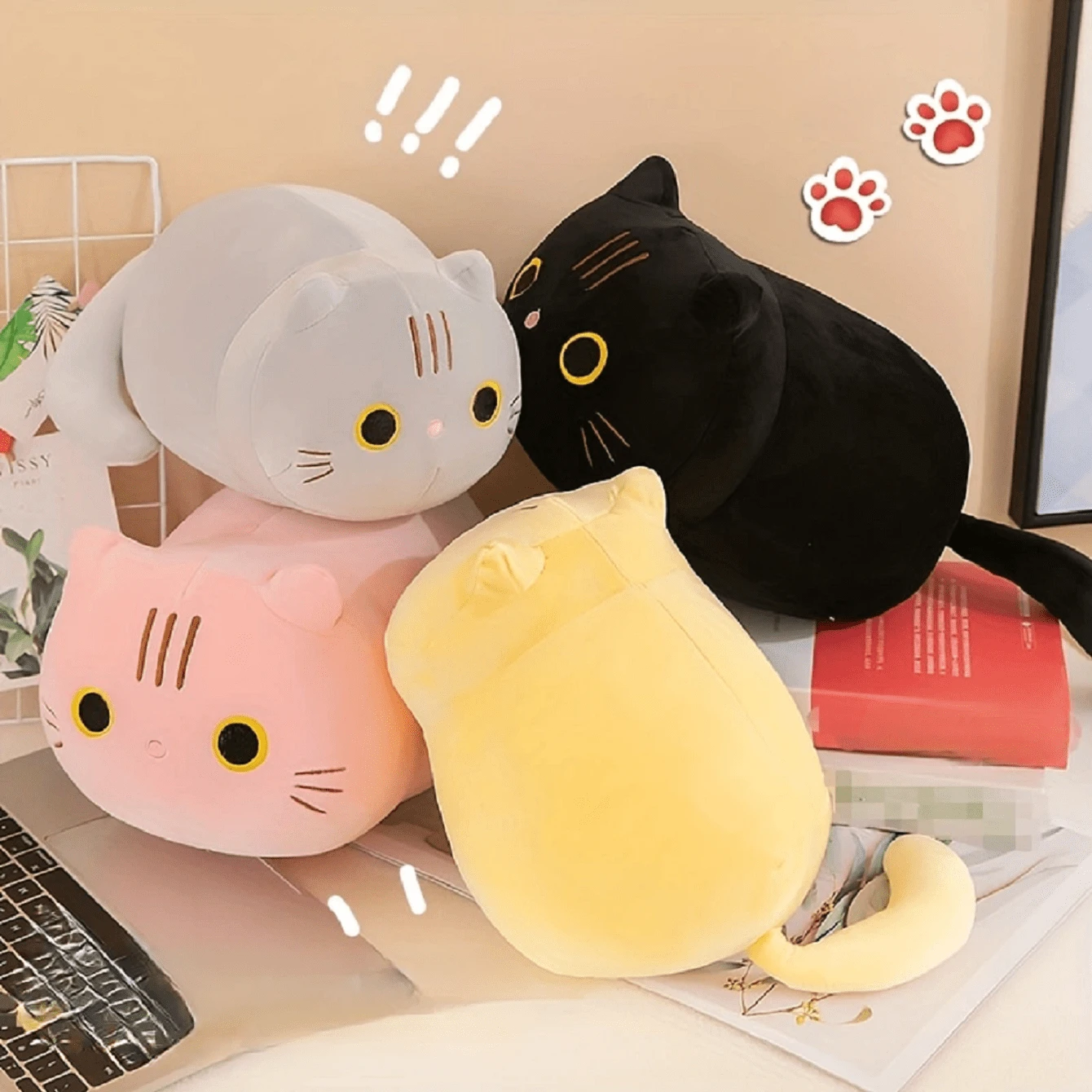 25cm/9.8inches*13cm/5.1inches Cat Sleeping Pillow Plush Doll, Stuffed ...