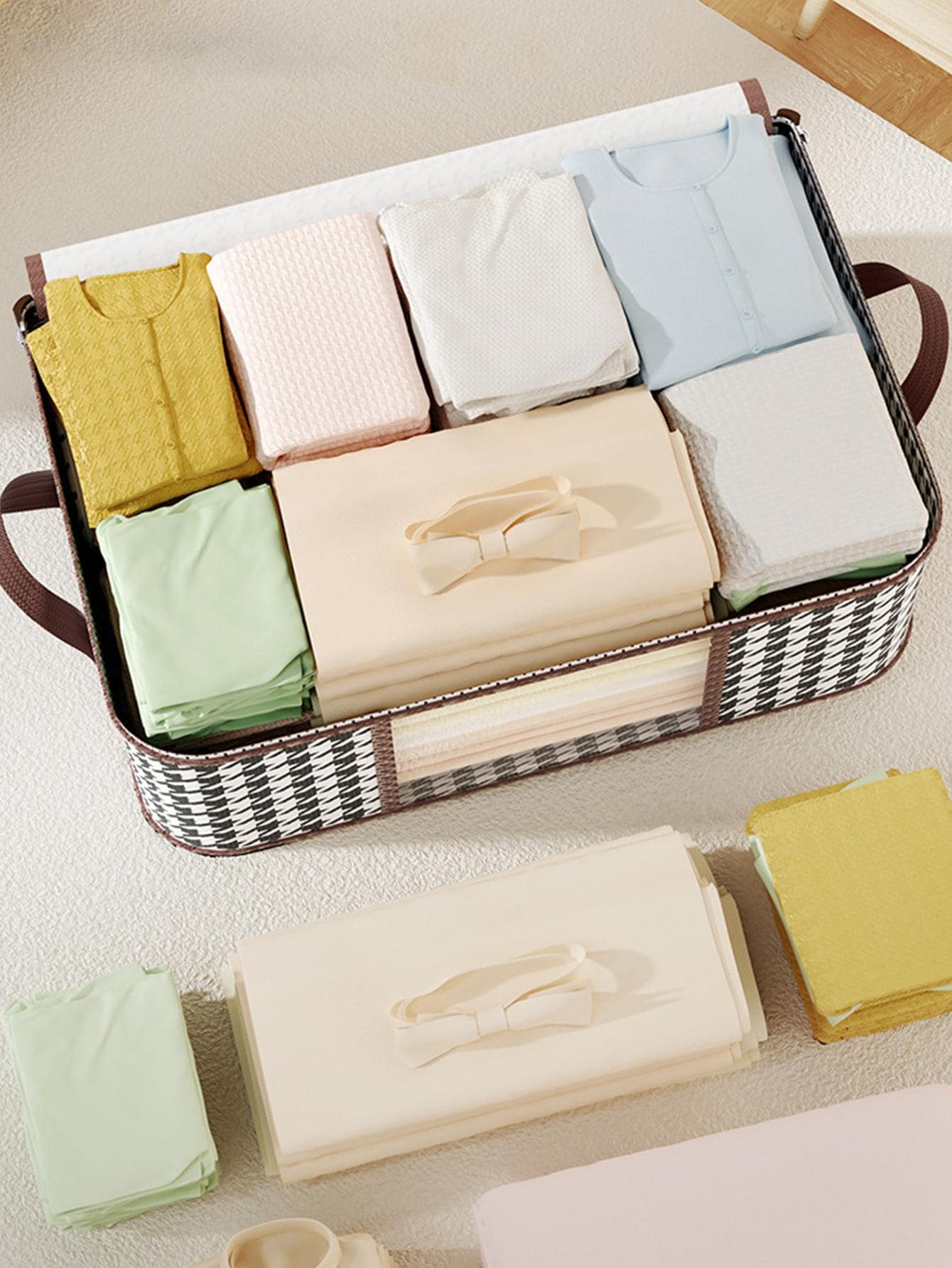 1pc Fabric Storage Box Portable Wardrobe Organizer Underbed Organizer ...