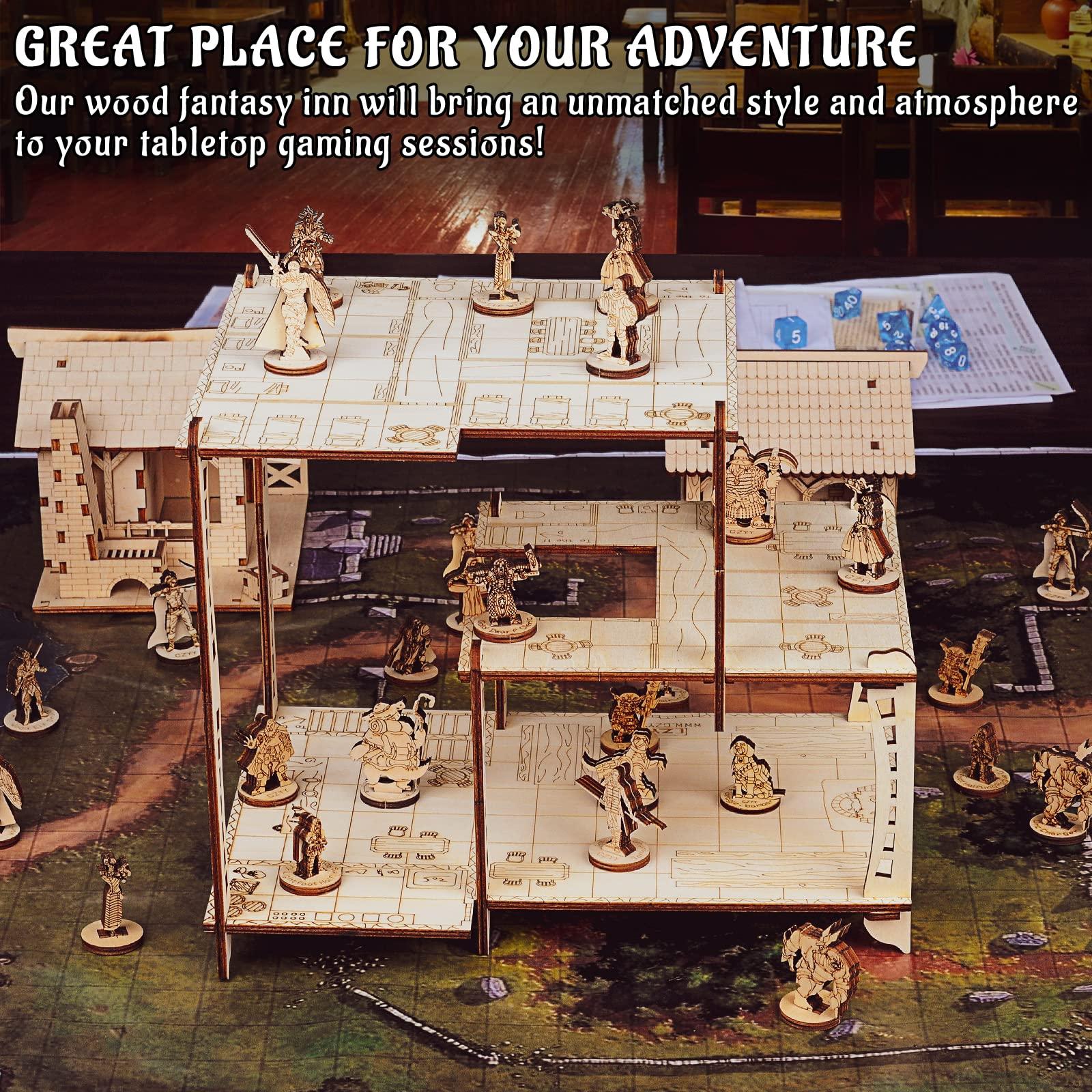 Tavern Terrain Wood Laser Cut 3-Level Fantasy Inn Battle Map with 1 ...