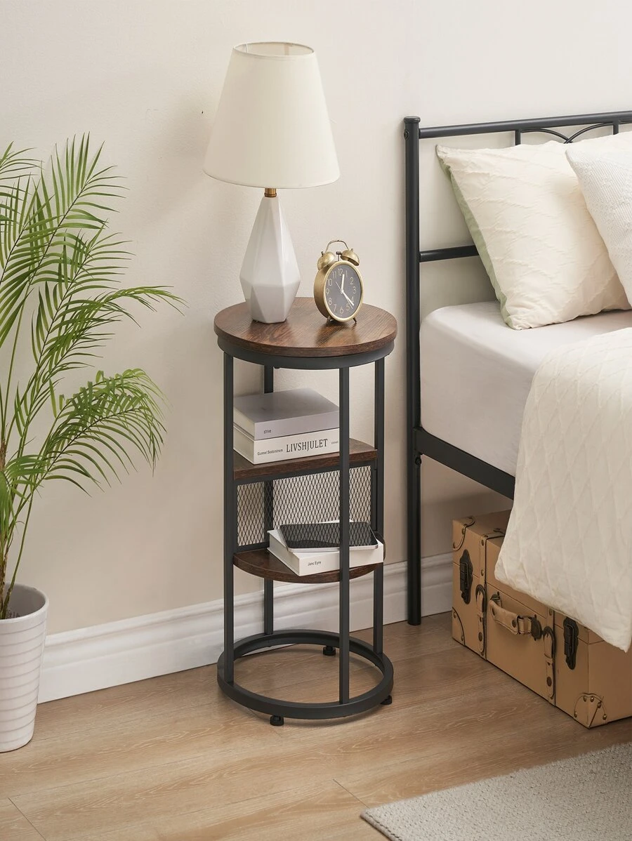 Side Table with 3 Tier Storage, End Tables with Shelves, Narrow Side ...