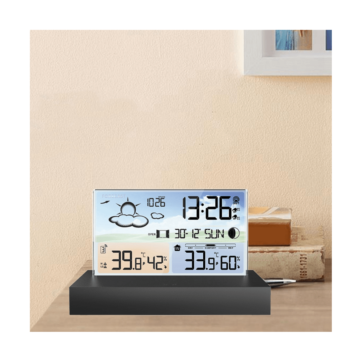 Wireless Digital Screen Meteorological Clock Weather Forecast Clock with Temperature Humidity ...