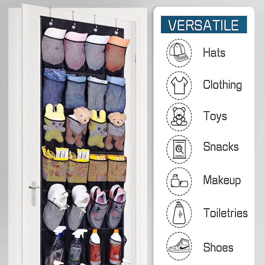 28 Large Mesh Pockets Over The Door Shoe Rack, Hanging Shoe Organizer ...