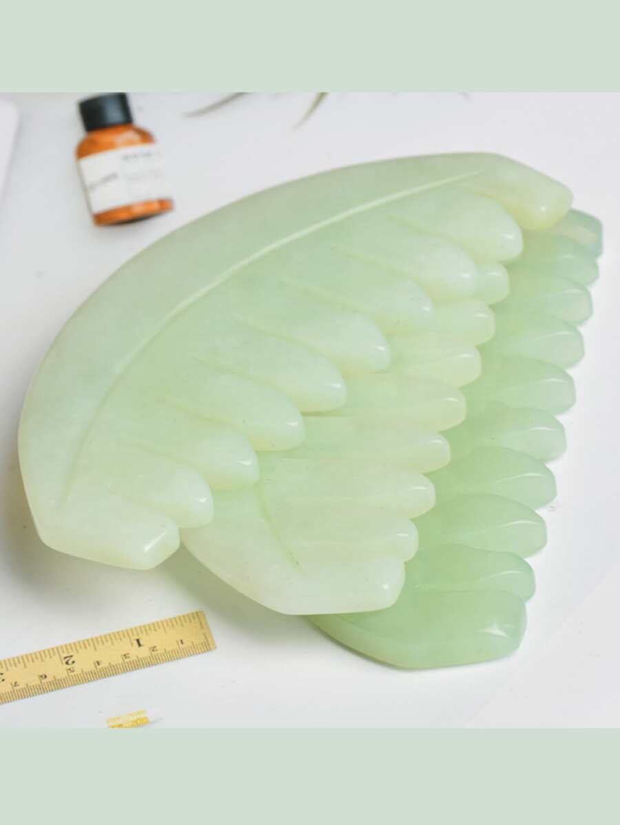 1pc Natural Jade Comb Face Scalp Gua Sha Massager Stone Comb Facial ...