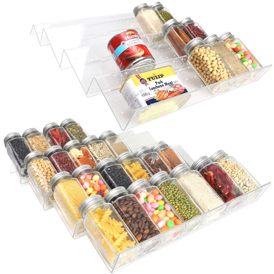 WanMeiLin Home 2pack Plastic Spice Rack Drawer Organizer in 4 Tier ...