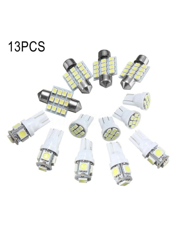 13 Pcs LED Lights White T10 Car Interior Light Bulb Reading Light 31mm ...