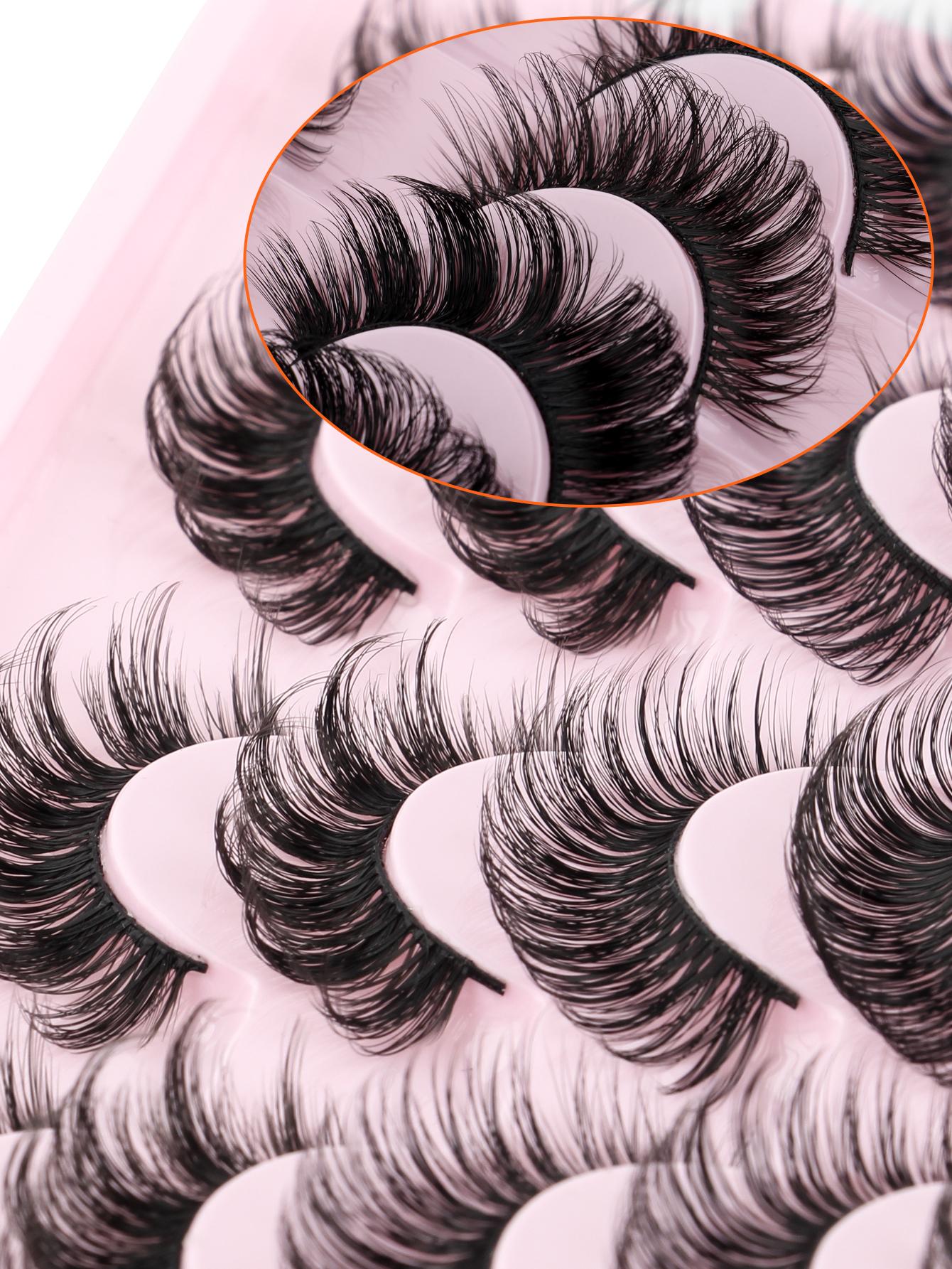 20 Pairs/Pack Thick Curly Fluffy Volume False Eyelashes Mink Lashes Cat ...