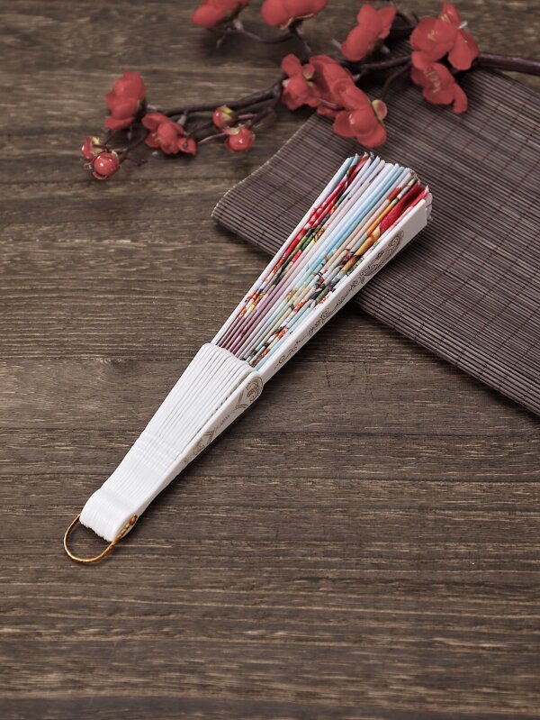 Portable Hand Held Fan With Peach Blossom Pattern For Summer Gift ...