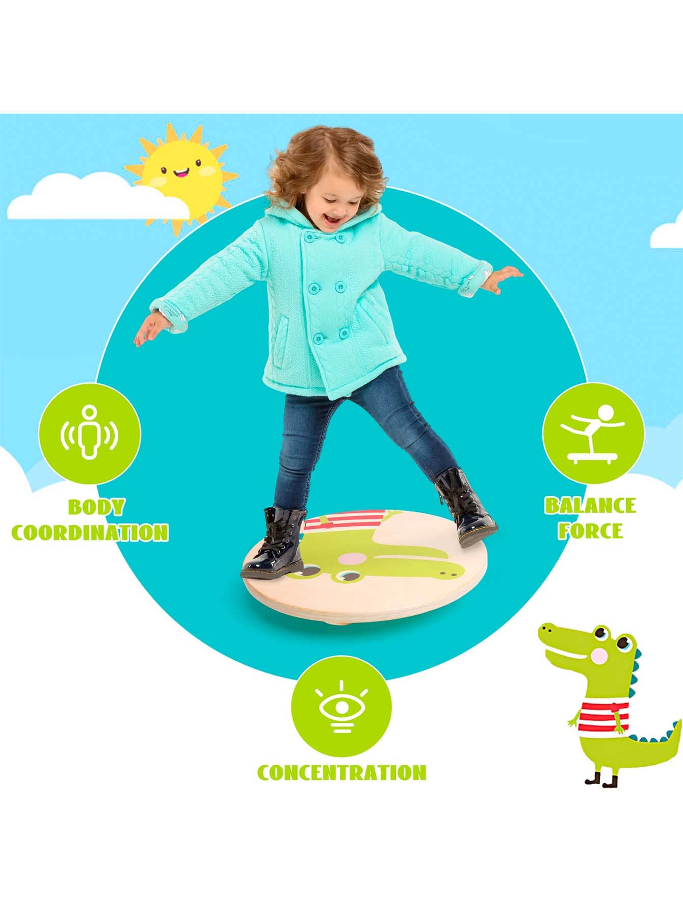 Valentine's Day Wooden Balance Board Kids With Crossed Base Balance ...