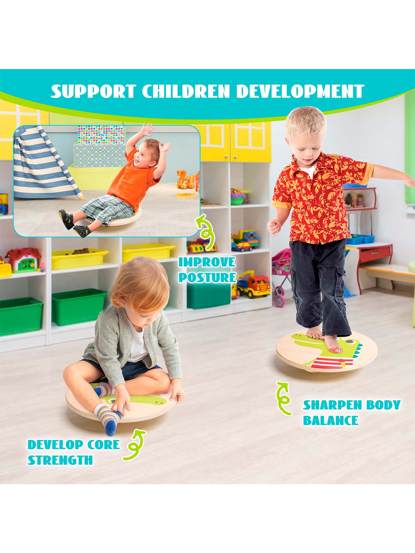 Valentine's Day Wooden Balance Board Kids With Crossed Base Balance ...