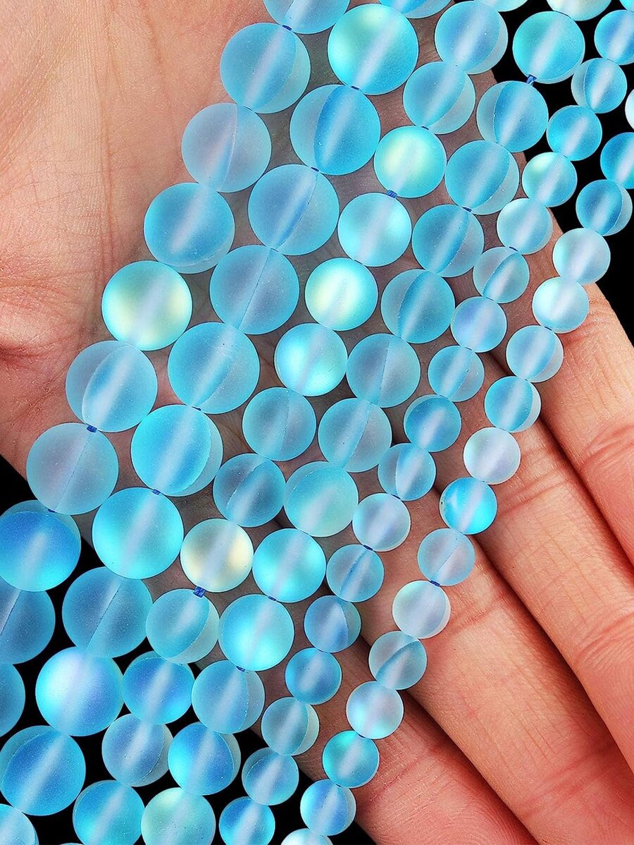 Lake Blue Mystic Aura Quartz Gemstone Frosted Matte Titanium Round ...