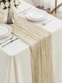 1pc Plain Table Runner, Simple Polyester Kitchen Table Runner For Table ...