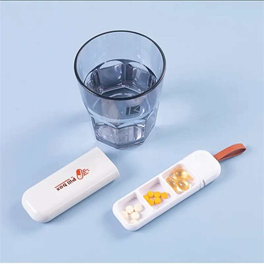 1pack 3 Grids Creamy White Portable Mini Tablet Dispenser Pill Box For ...