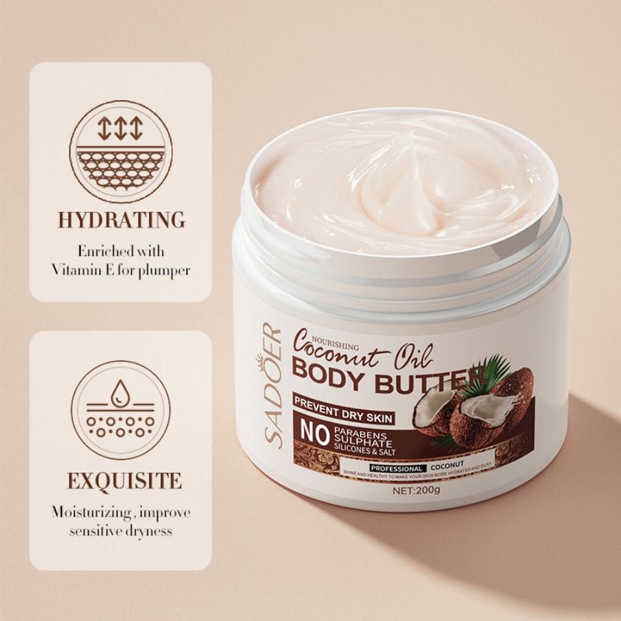 QIANSOTO Sadoer Coconut Moisturizing Body Butter Cream 200g Nourishing Persistent Fragrant ...