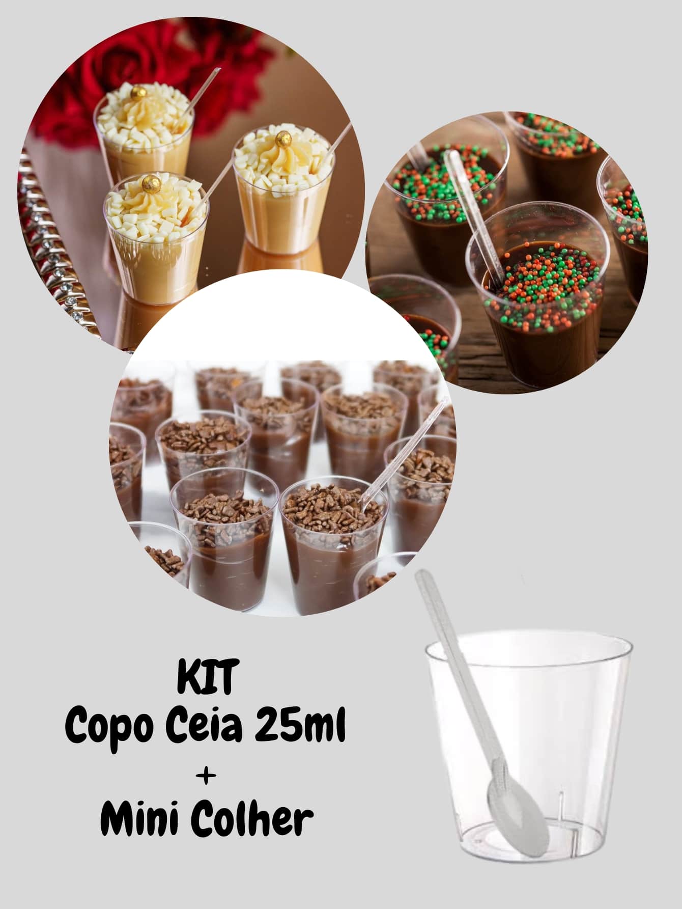 KIT: 50 Copos Ceia 25ml + 50 Mini Colher - Kit para Lembracinha Doces ...