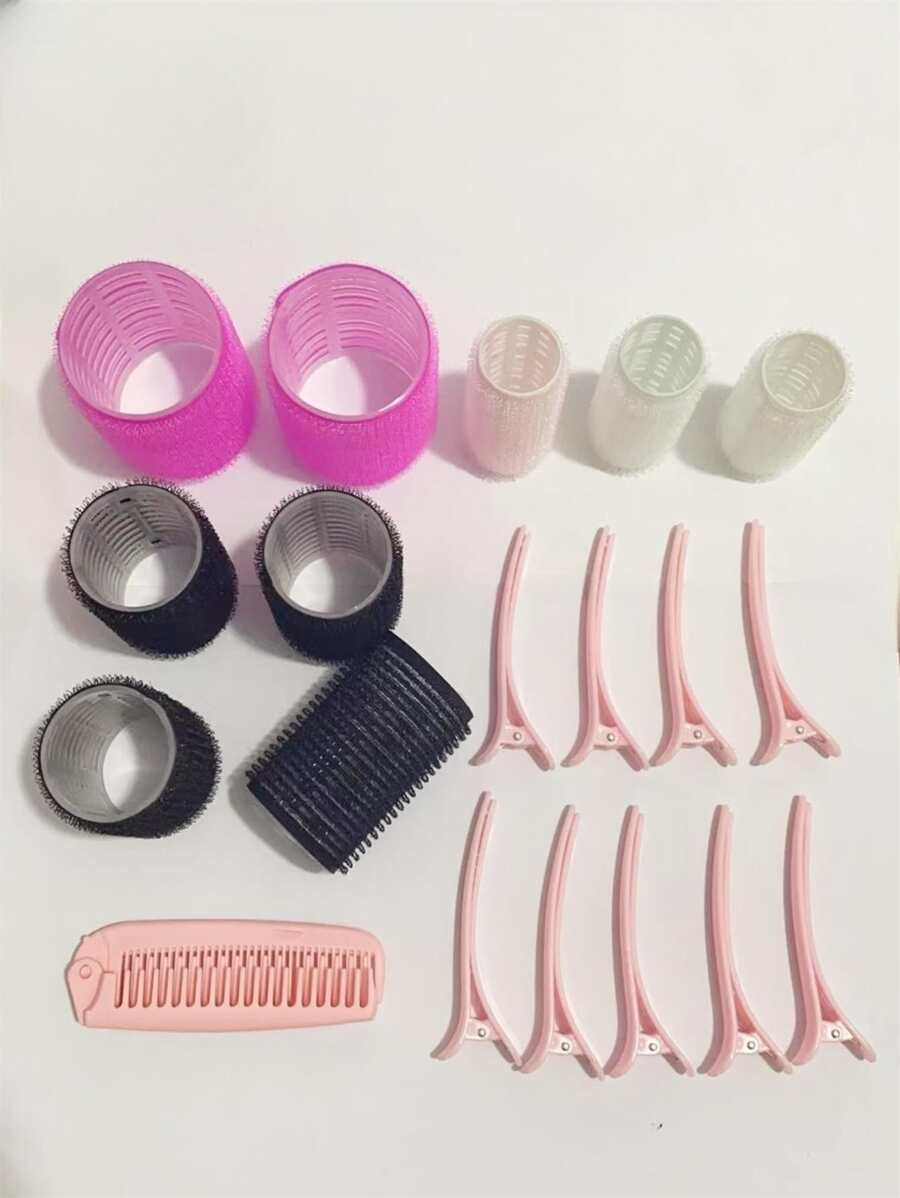 19pcs/set Girls' Self-adhesive Curly Hair Kit, Including Hair Curling ...