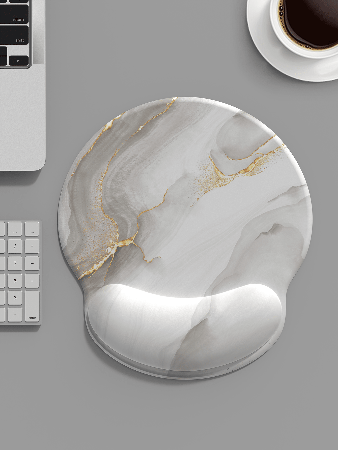 1pc White Marble Print Wrist Rest Mouse Pad, Made Of Milk Silk Fabric ...