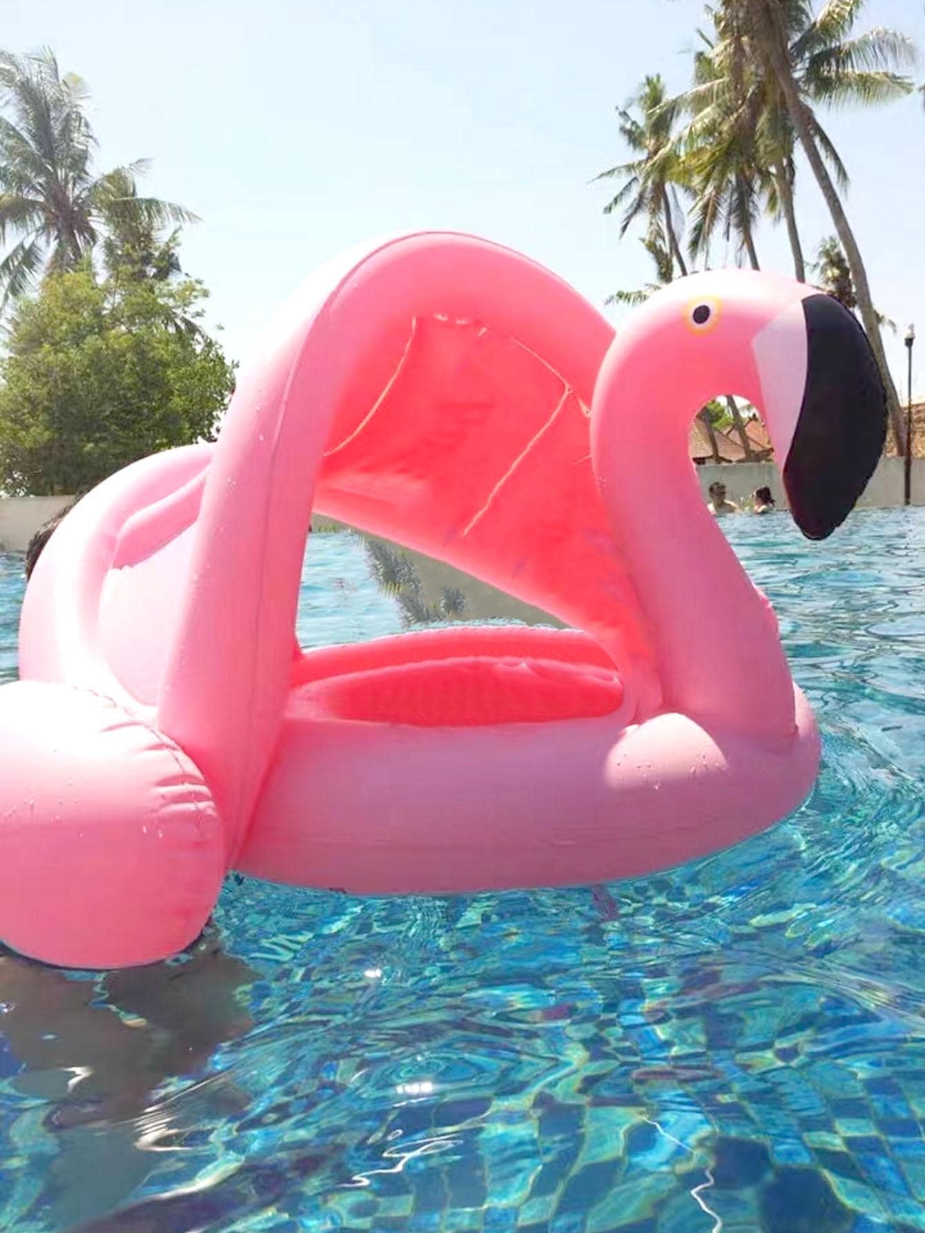 Pvc Cartoon Swan Pool Float With Sunshade & Fun Animal Pants Pocket ...