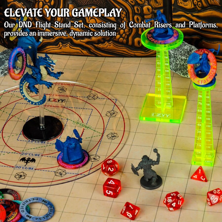 DND Flight Stand Set of 2, Fluorescent Acrylic Combat Tiers and Risers ...