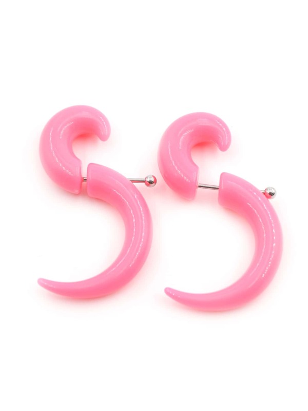 2 Pieces Pink Color Acrylic Cheater Fake Spiral Ear Taper Stretcher ...