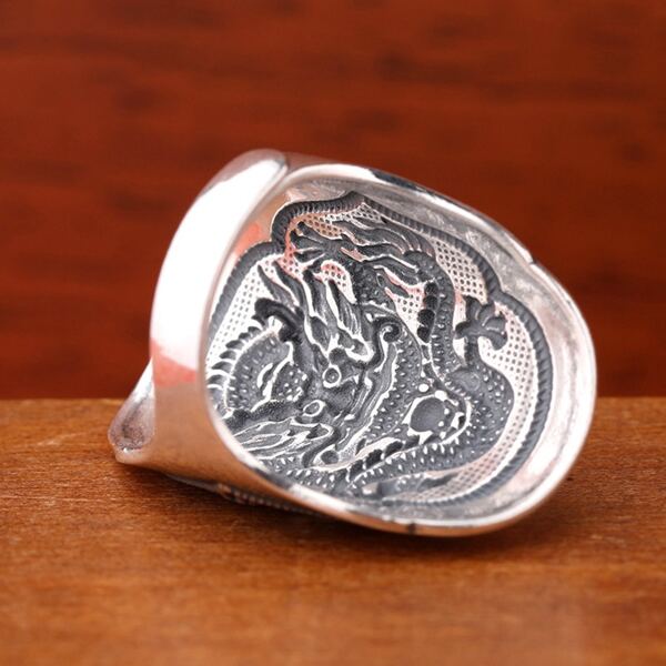 1pc Wide Surface Openable Chinese Dragon Ring, Retro Palace Style For ...