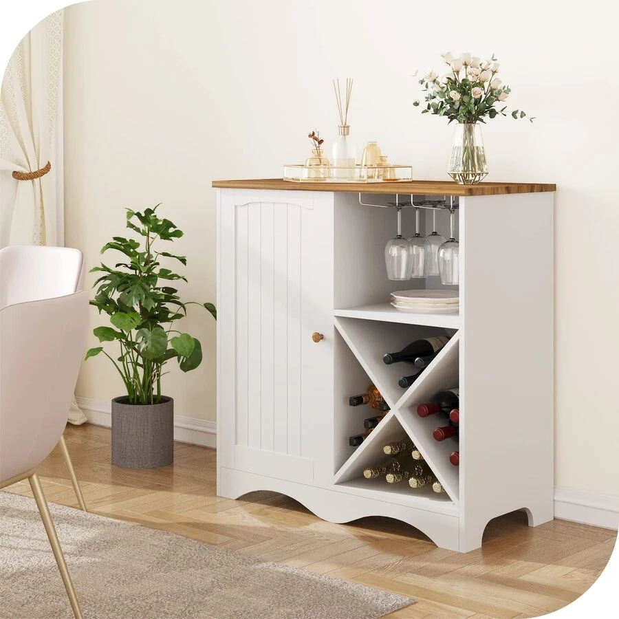 HERNEST White Kitchen Cabinet Storage 31.9" H Farmhouse Buffet Cabinet ...